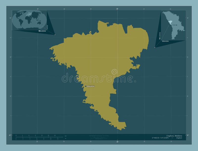 Ungheni, Moldova. Solid. Labelled Points of Cities Stock Illustration ...