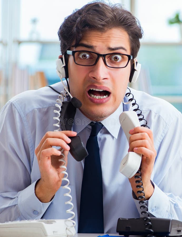 Unhappy Angry Call Center Worker Frustrated with Workload Stock Photo ...