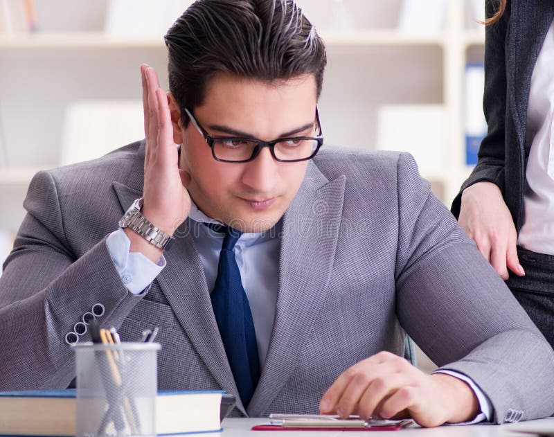The Unhappy Boss Having a Chat with His Secretary Stock Image - Image ...
