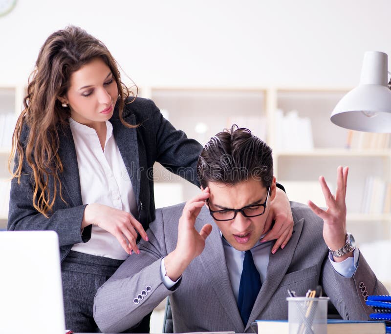 Unhappy Boss Having a Chat with His Secretary Stock Photo - Image of ...