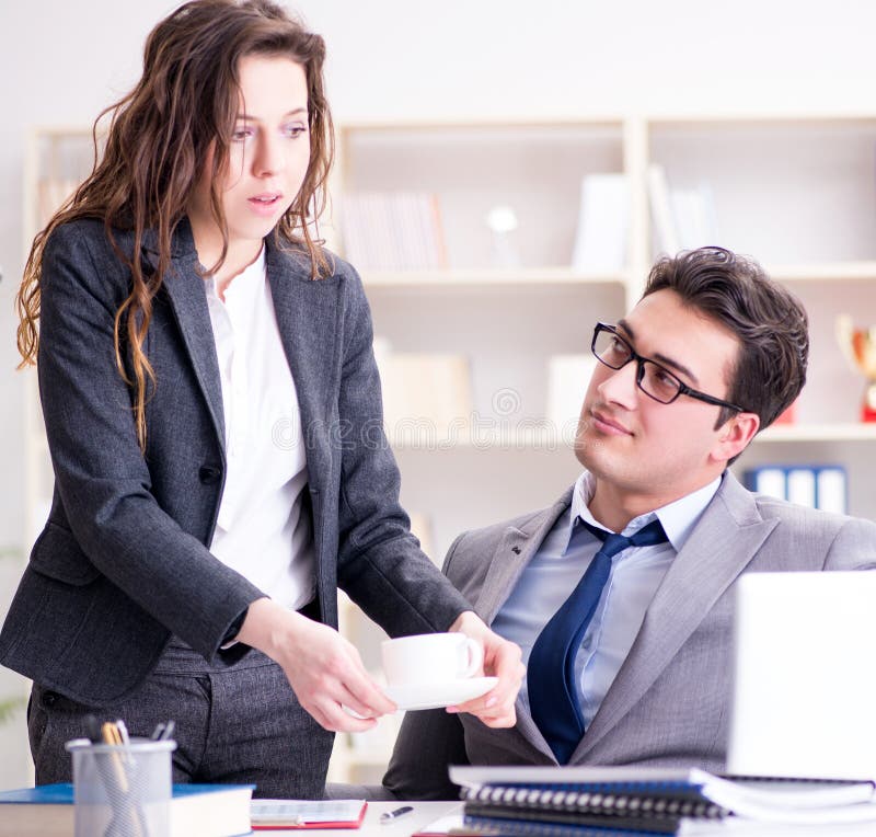 Unhappy Boss Having a Chat with His Secretary Stock Photo - Image of ...