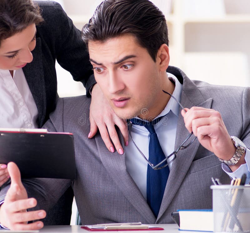 Unhappy Boss Having a Chat with His Secretary Stock Image - Image of ...