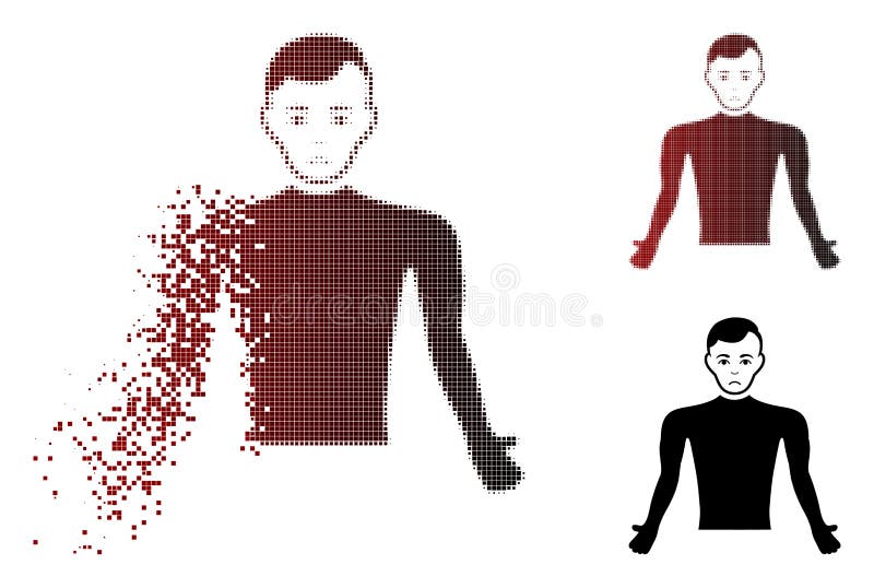Unhappy Broken Pixelated Halftone Guy Body Icon Stock Vector ...