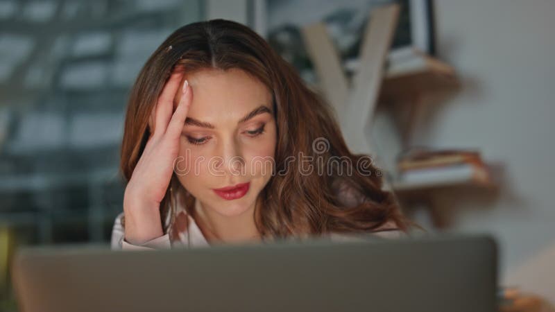 Unhappy Ceo Solving Problem Working at Night. Portrait Tired Manager ...