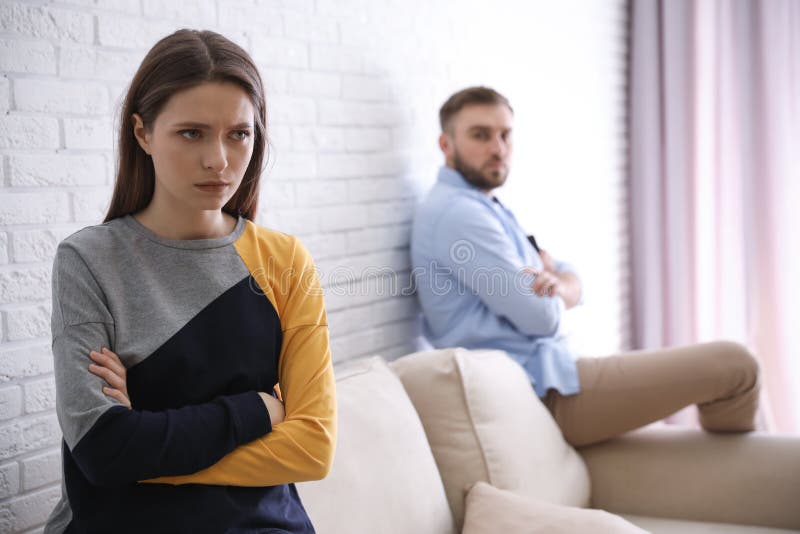 Unhappy Couple with Problems in Relationship at Home Stock Image ...