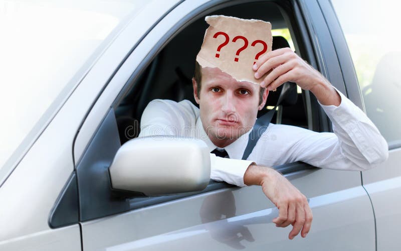 Unhappy Driver in His Car Asking for Help Stock Image - Image of ...