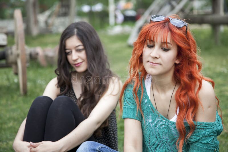 Unhappy friends stock image. Image of outdoors, face - 25575829