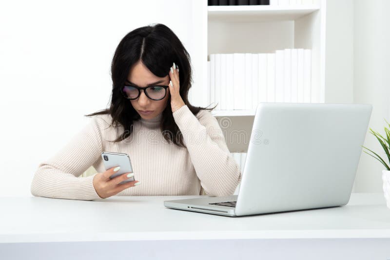 Unhappy Woman Infront Computer Stock Photos - Free & Royalty-Free Stock ...