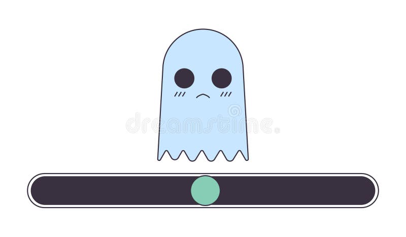 Unhappy Ghost Creature on Loading Bar Flat Design Stock Vector ...
