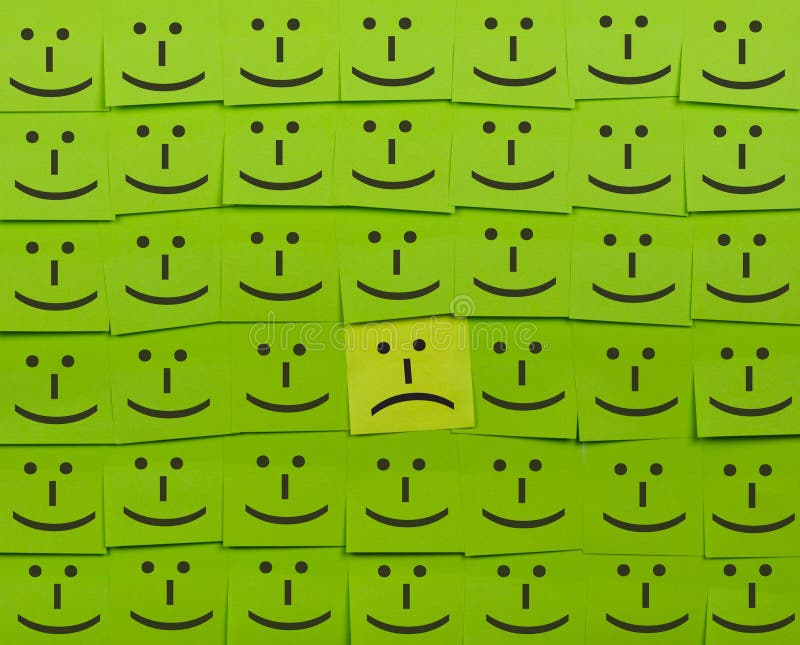 Unhappy and Happy Concept. Background of Sticky Notes. Stock Photo ...