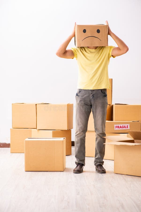 The Unhappy Man with Box instead of His Head Stock Photo - Image of ...