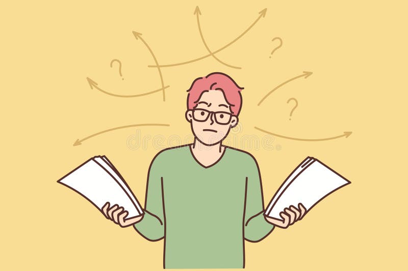 Unhappy Man Confused with Paperwork Stock Vector - Illustration of ...