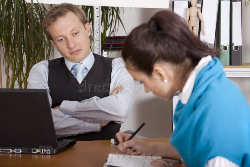 Unhappy Manager and Secretary Stock Image - Image of woman, business ...