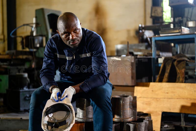 Unhappy Mechanical Engineer Man with Problem at Factory Stock Image ...