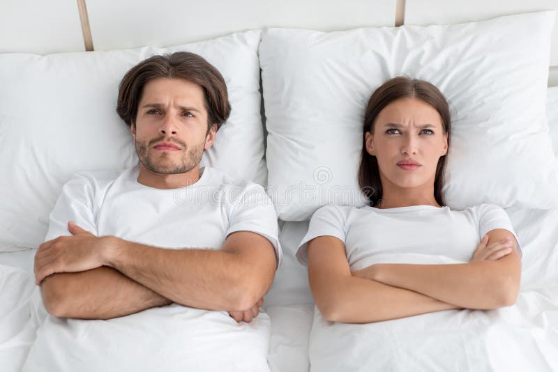 Unhappy Offended Sad Angry Millennial Caucasian Husband And Wife With