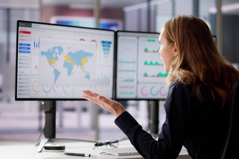 Unhappy Overwhelmed Business Woman Looking at Dashboard Stock Photo ...