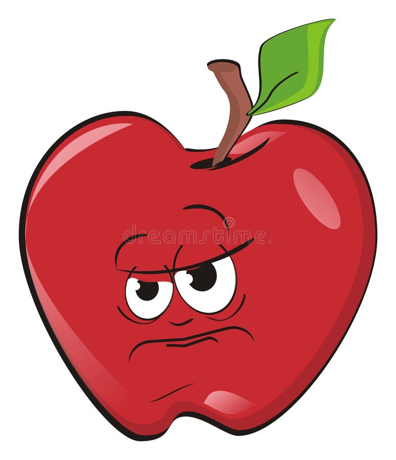 Sad red apple stock illustration. Illustration of cartoon - 178583376