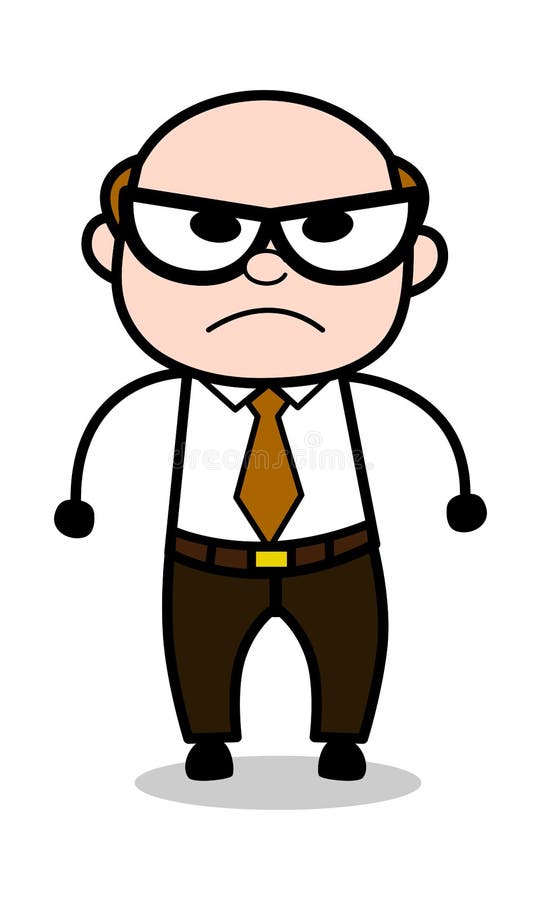 Unhappy - Retro Cartoon Office Old Boss Man Vector Illustration Stock ...