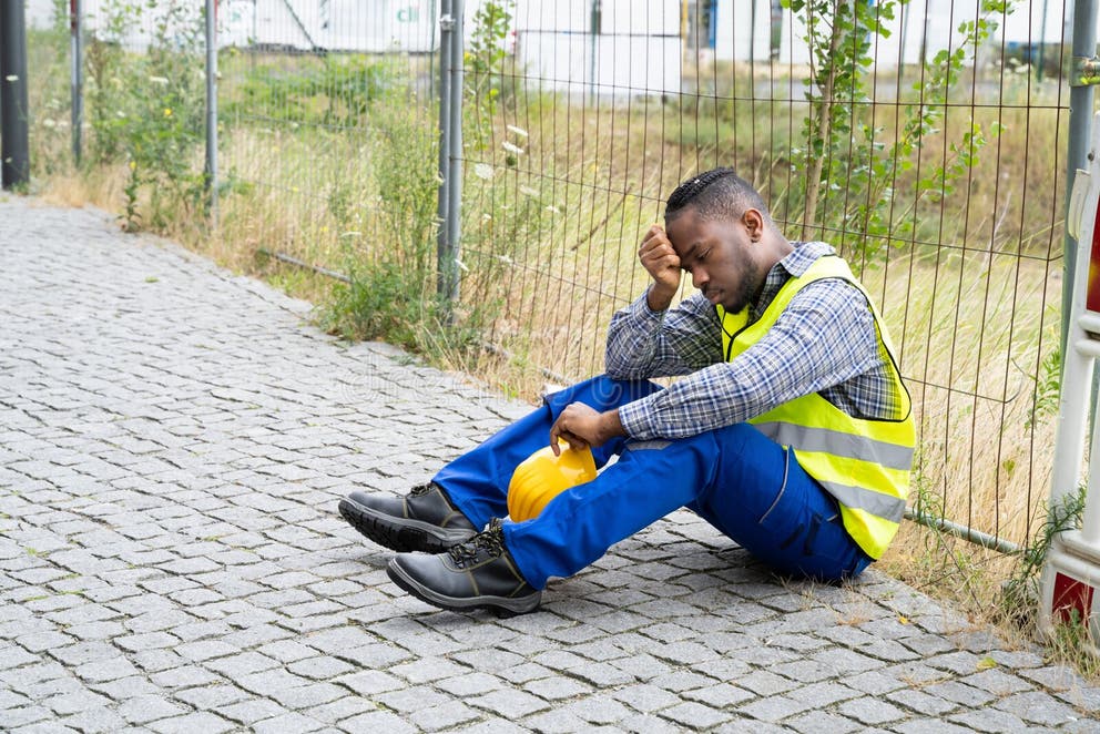 Unhappy Sad Construction Worker Stock Photo - Image of expressive ...