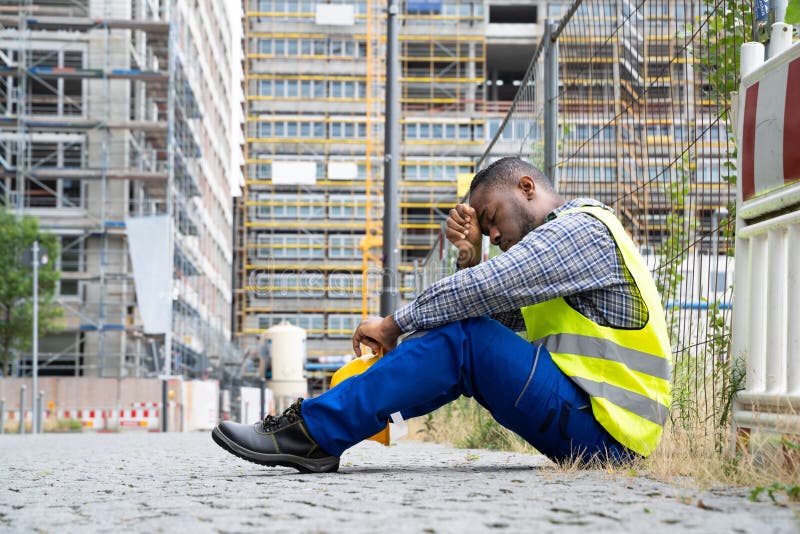 Unhappy Sad Construction Worker Stock Image - Image of sadness ...