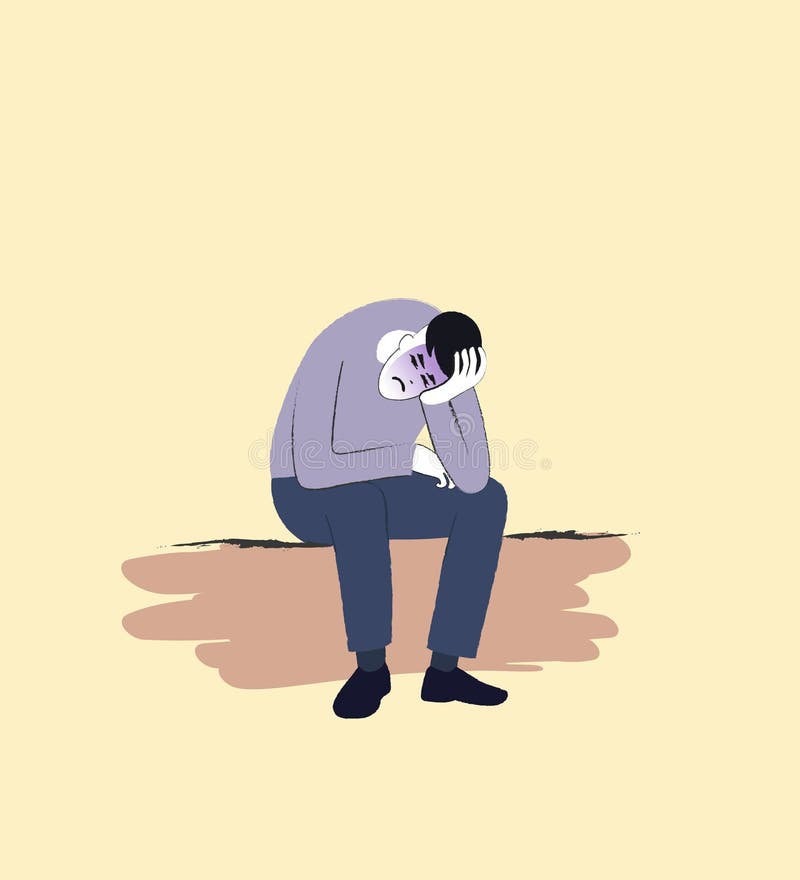 Sad Man Holding His Forehead Stock Illustrations – 5 Sad Man Holding ...