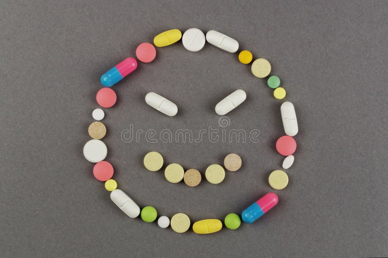 Unhappy Smile Created from Colored Pills. Medical Concept Stock Photo ...