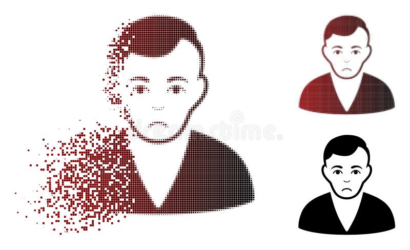 Unhappy Sparkle Pixel Halftone Man Icon Stock Vector - Illustration of ...