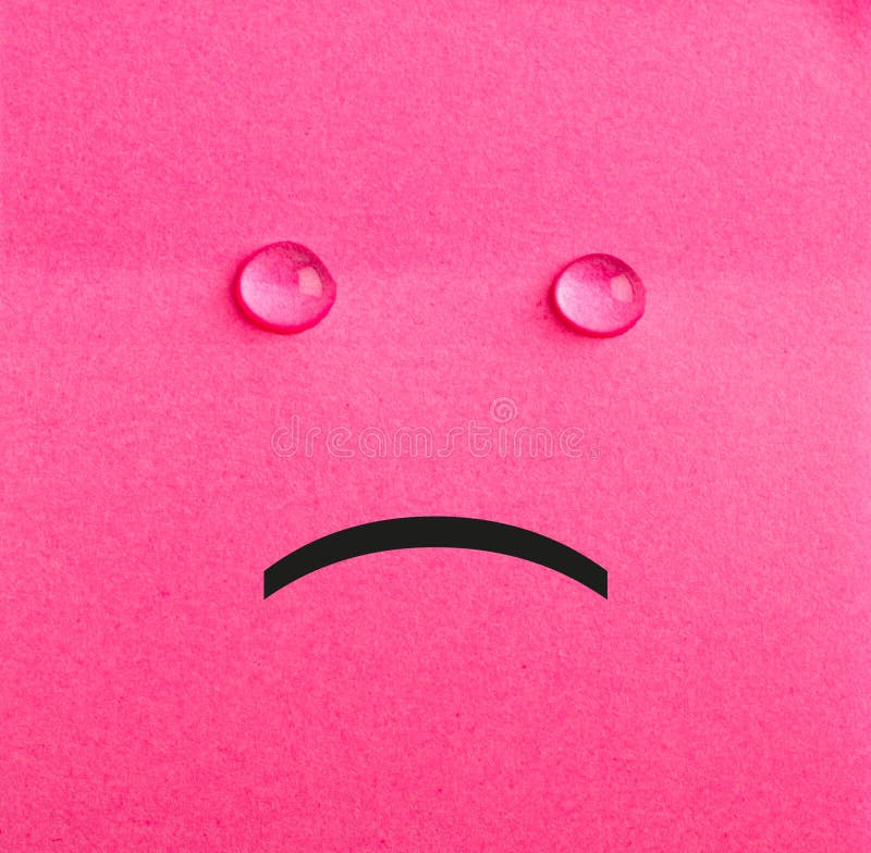 Unhappy Sticky Note. Pink Paper Stock Photo - Image of card, paper ...