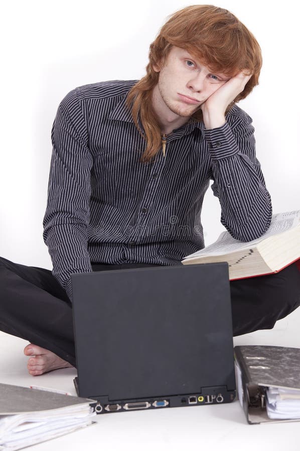 Unhappy student stock photo. Image of laptop, working - 11635178