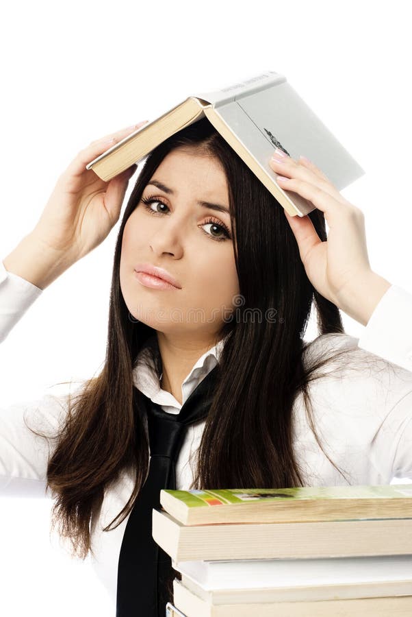 Unhappy Student Doing Homework Stock Photo - Image of beautiful, exam ...