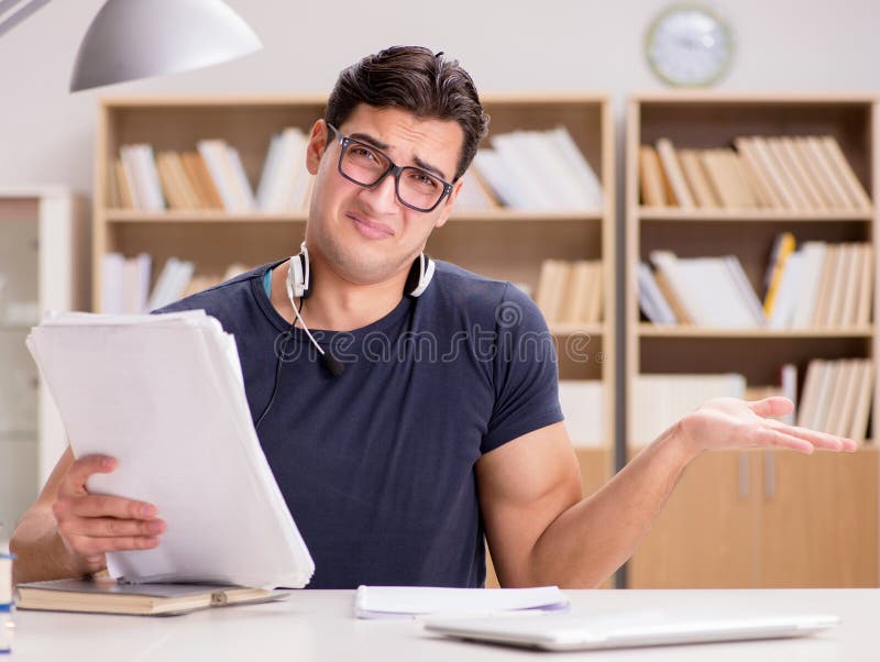 Unhappy Student with Too Much To Study Stock Image - Image of stressed ...