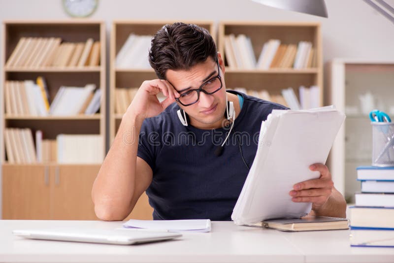 The Unhappy Student with Too Much To Study Stock Image - Image of ...