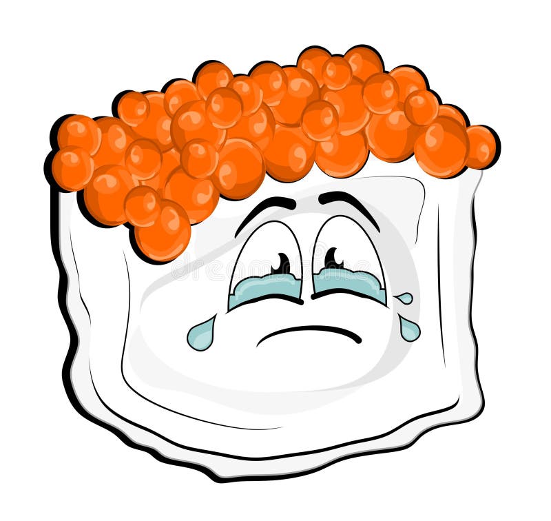 Sad white sushi stock illustration. Illustration of circle - 269653597