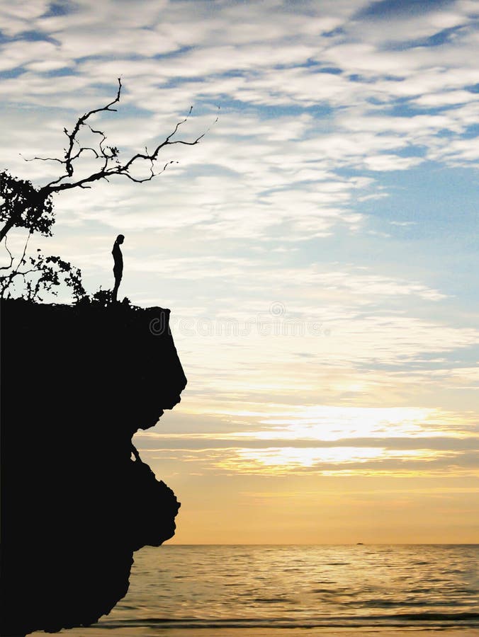 Unhappy woman of the clift stock image. Image of clift - 145182845