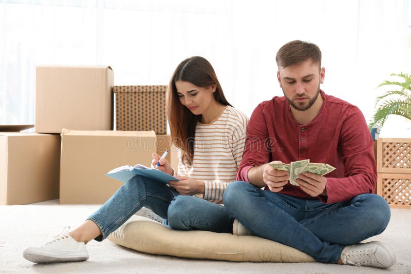 Unhappy Young Couple with Money. Financial Problems Stock Image - Image ...