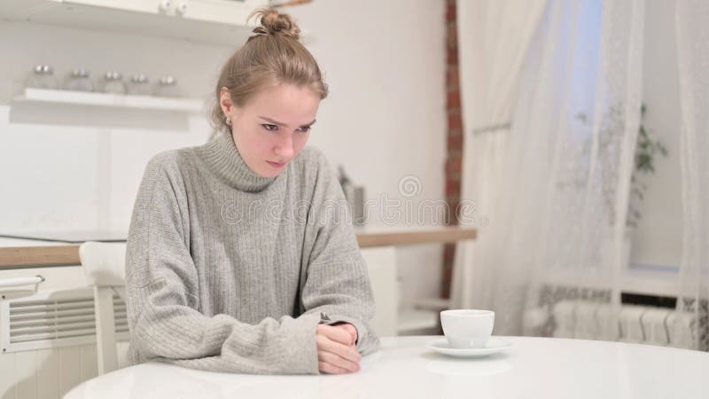 Unhappy Young Woman Thinking and Crying at Home Stock Image - Image of ...