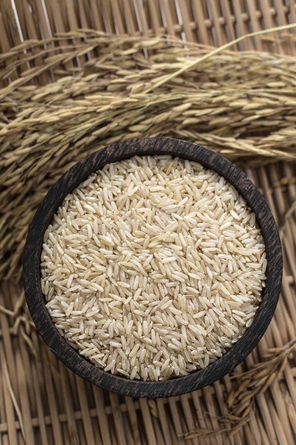 Unhulled Asian Brown Rice Grains in Rustic Setting Display in Cambodia ...