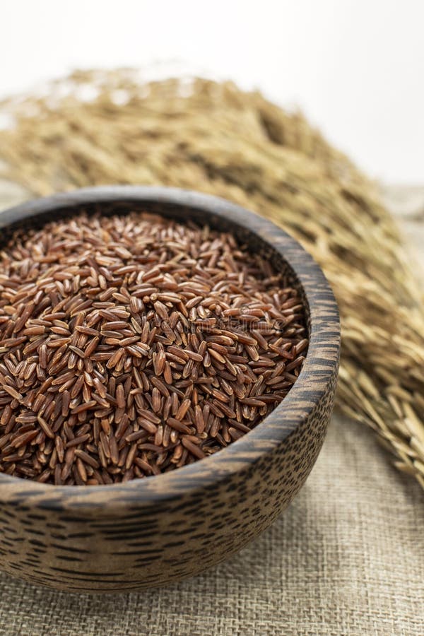 Unhulled Asian Red Rice Grains in Rustic Setting Display in Cambodia ...