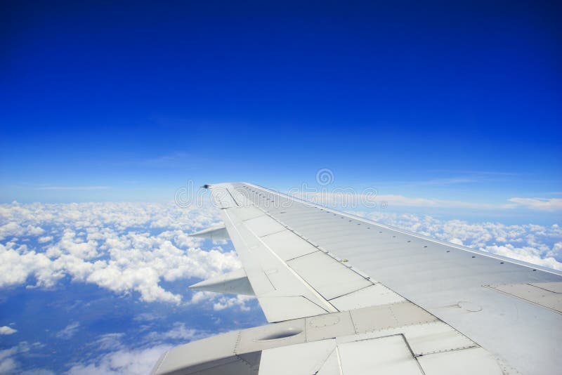 Unic Cloud Formation with Blue Sky, View from Flight Windows with ...