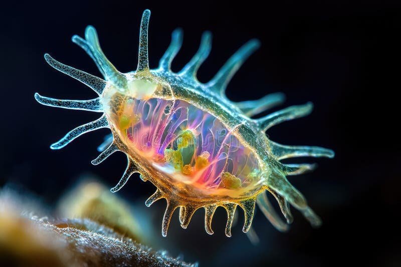 Unicellular Organism: Protozoan Gliding Across a Droplet, Reflecting ... Unicellular Organism: Protozoan Gliding Across a Droplet, Reflecting ...