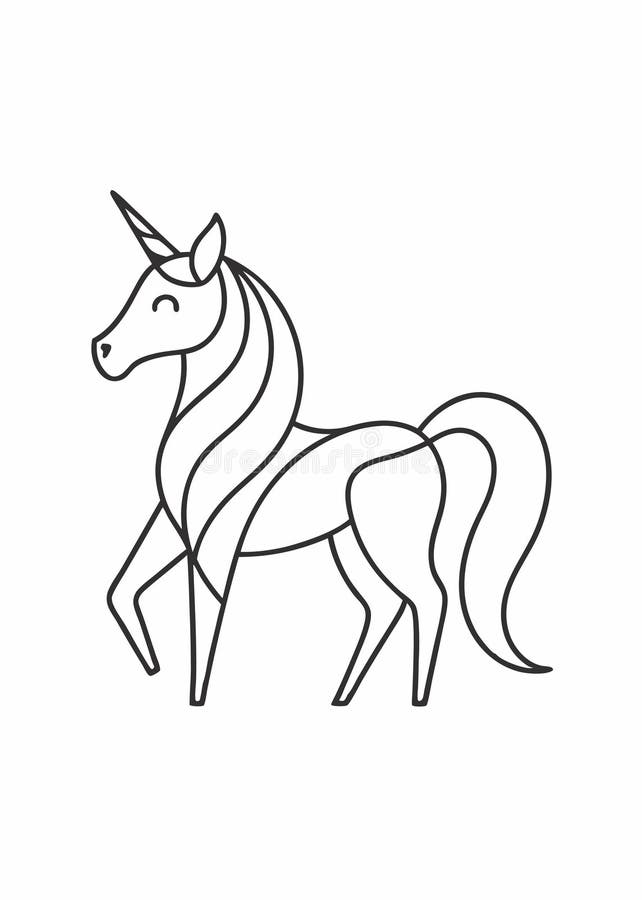 Unicorn Abstract Continuous Line Art Design on White Background Stock ...