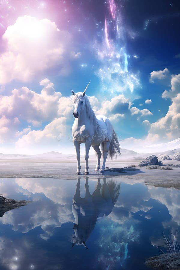 Unicorn in an Alien World stock illustration. Illustration of ...