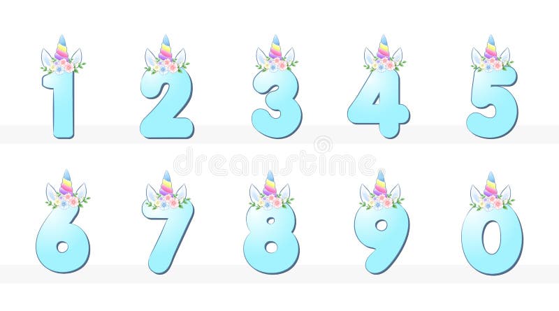 Unicorn Blue Number Number 1-0 Stock Vector - Illustration of sign ...