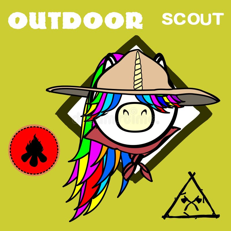 Unicorn Cartoon Scout Uniform Insignia Pack Stock Vector - Illustration ...
