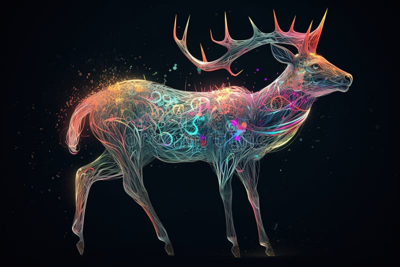 A Unicorn with Deer Antlers. Generative AI Stock Illustration ...
