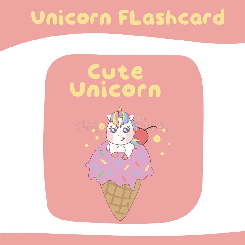 Unicorn Flashcard stock vector. Illustration of kindergarten - 250406064