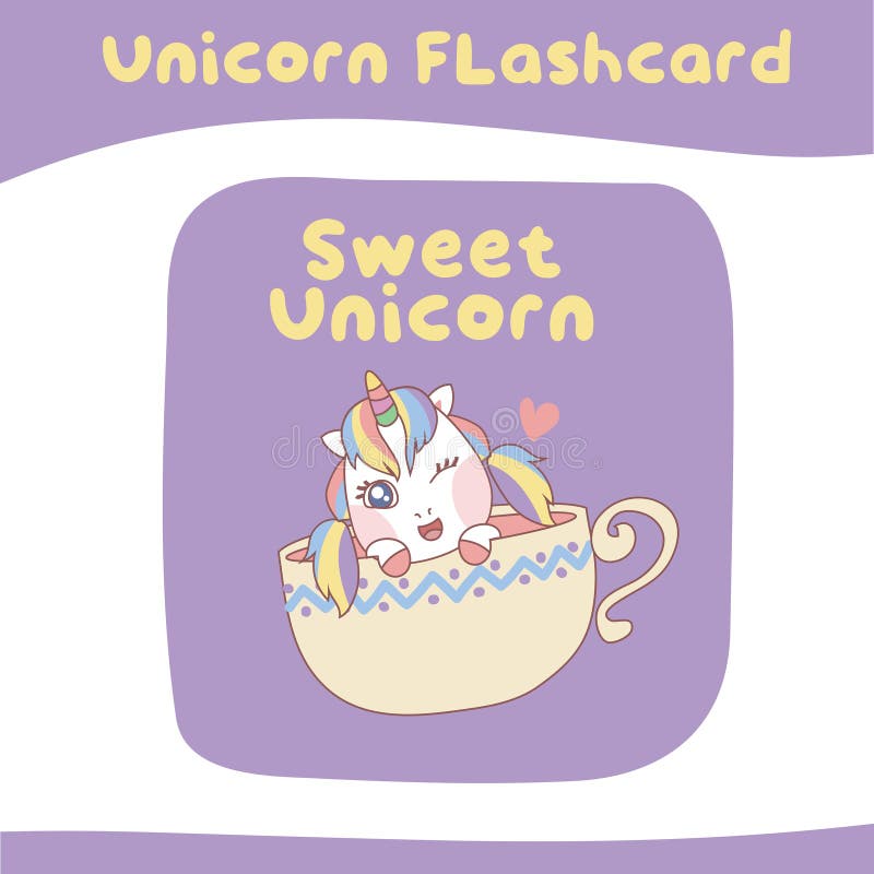 Unicorn Flashcard stock vector. Illustration of learn - 250406068