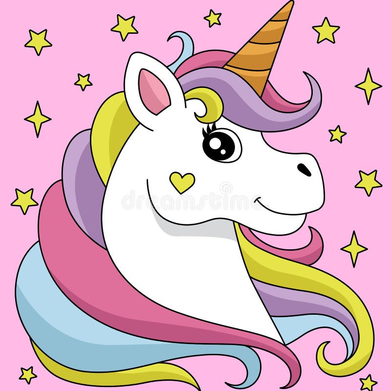 Unicorn Head Colored Cartoon Illustration Stock Vector - Illustration ...