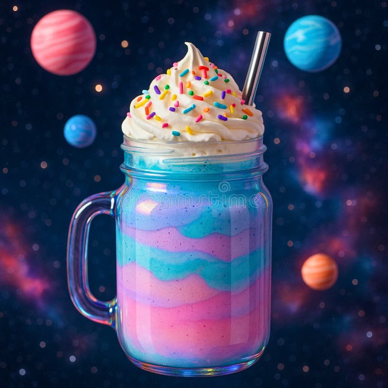 Unicorn Milkshake in Outer Space Stock Illustration - Illustration of ...