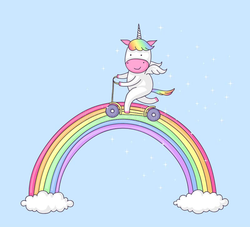 Unicorn with rainbow stock vector. Illustration of white - 97378955